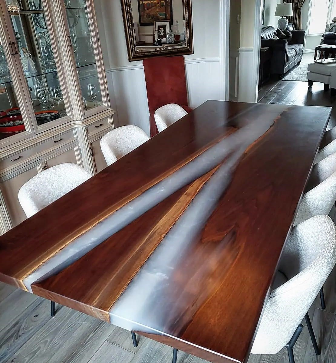 Walnut Table With White Epoxy
